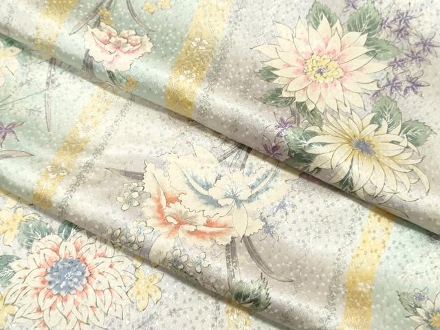 平和屋着物●上質な小紋　草花間道　暈し染め　銀彩　正絹　逸品　未使用　CAAR6534ze