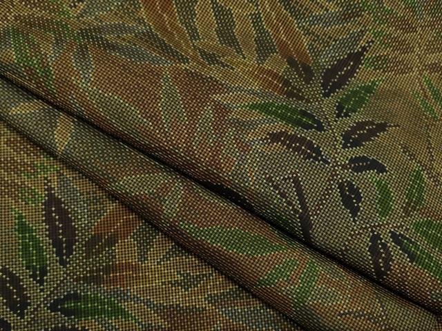 平和屋着物●本場大島紬　7マルキ　泥染め　枝葉文　正絹　逸品　CAAR6548ze