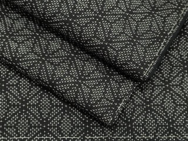 平和屋着物●本場大島紬　7マルキ　泥染め　麻の葉文様　正絹　逸品　未使用　CAAR6549ze