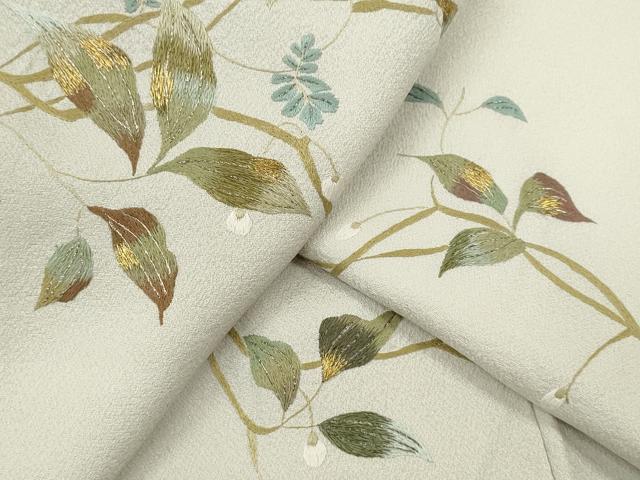 平和屋着物●訪問着　作家物　総刺繍　枝花文　金糸　正絹　逸品　CAAR6554ze