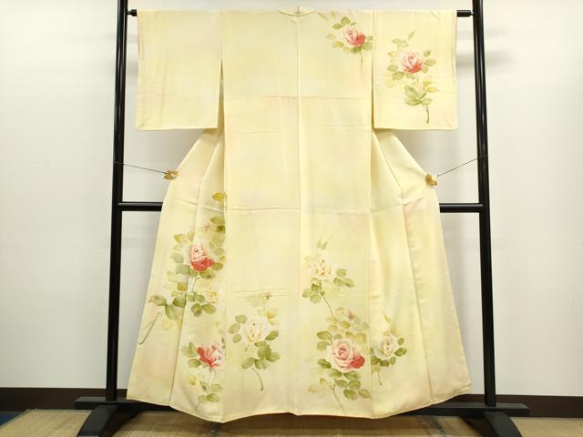 平和屋着物●訪問着　手描き　薔薇　暈し染め　金彩　正絹　逸品　CAAR6572ze