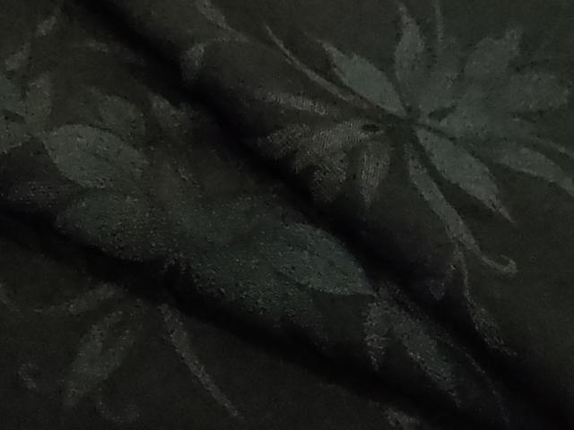 平和屋着物▽上質な小紋　単衣　草花文　黒地　正絹　逸品　CAAR6884dy