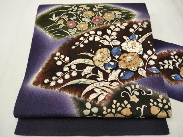 平和屋着物●九寸名古屋帯　辻が花　絞り　鬼しぼ縮緬　正絹　逸品　CAAR7676hy