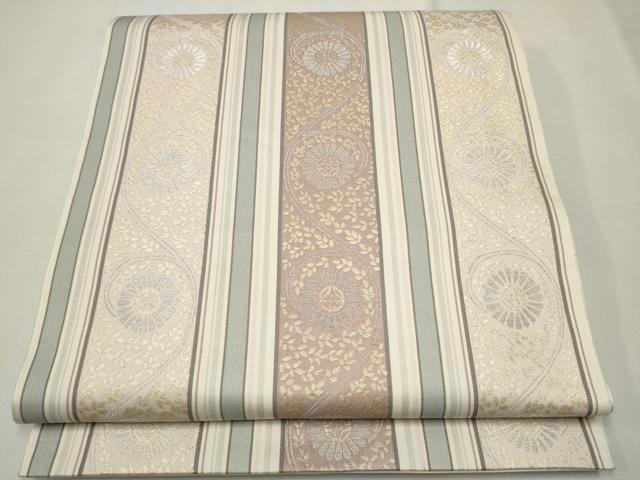 平和屋着物●六通柄　本袋帯　大和錦　菊唐草間道　金銀糸　正絹　逸品　CAAR7718hy