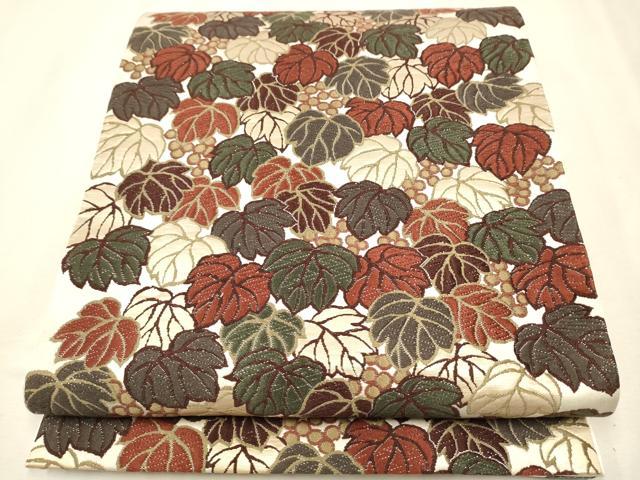 平和屋着物●青々庵　六通柄袋帯　唐織　葡萄　金糸　正絹　逸品　CAAR7756hy