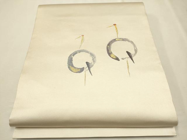 平和屋着物●太鼓柄袋帯　隆祥の世界　円相鶴　金糸　正絹　逸品　CAAR7762hy