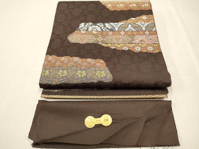 平和屋着物●西陣　六通柄袋帯　吉祥花唐草文　金糸　証紙付き　正絹　逸品　CAAR7763hy