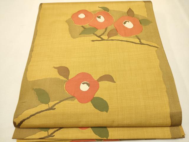 平和屋着物●名門木屋太　今河織物　六通柄　本袋帯　枝椿　正絹　逸品　CAAR7789hy