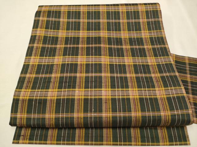 平和屋着物●全通柄　九寸名古屋帯　紬地　格子柄　正絹　逸品　CAAR7808hy