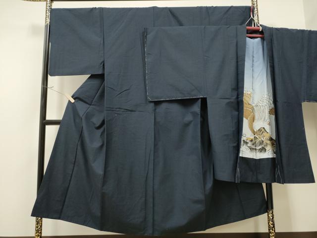 平和屋着物●男性　紬　アンサンブル　霞文　正絹　逸品　CAAR7824hy