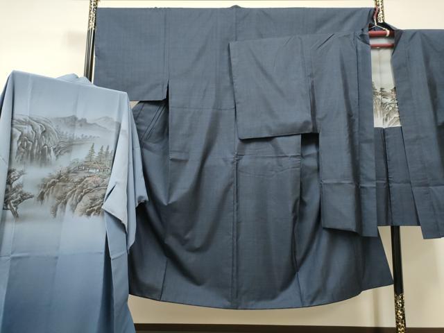 平和屋着物●男性　本場大島紬　アンサンブル・長襦袢セット　100亀甲　総詰め　正絹　逸品　CAAR7830hy