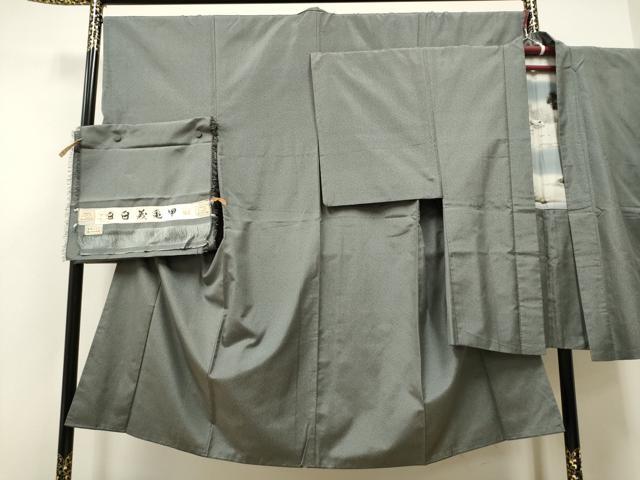 平和屋着物●男性　紬　アンサンブル　白儀亀甲　反端付き　正絹　逸品　CAAR7831hy