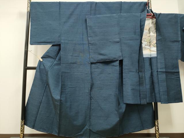 平和屋着物●男性　紬　アンサンブル　霞文　正絹　逸品　CAAR7832hy