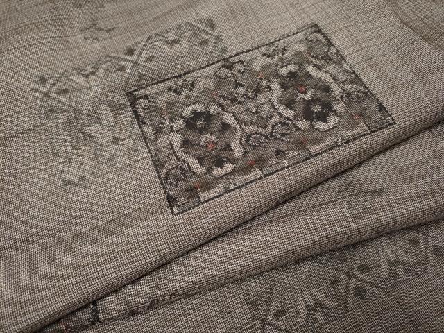 平和屋着物●本場大島紬　9マルキ　泥染め　色紙重ね吉祥花文　正絹　逸品　CAAR7859hy