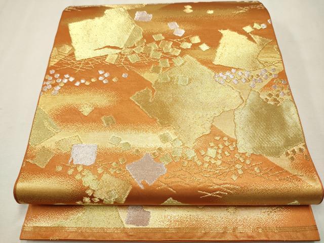 平和屋着物●西陣　川島織物　六通柄　本袋帯　箔散らし　金銀糸　正絹　逸品　CAAR7864hy