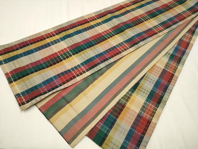 平和屋着物●全通柄袋帯　吉野間道　正絹　逸品　CAAR7878hy