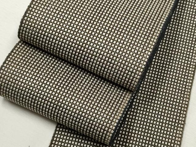 平和屋着物●男性　両面　角帯　格子柄　正絹　逸品　CAAR7922hy
