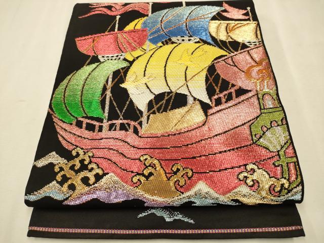 平和屋着物●六通柄　本袋帯　南蛮船　金銀糸　正絹　逸品　CAAR7937hy