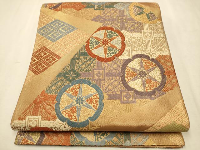 平和屋着物●六通柄袋帯　唐織　切嵌吉祥花文　金糸　正絹　逸品　CAAR7950hy