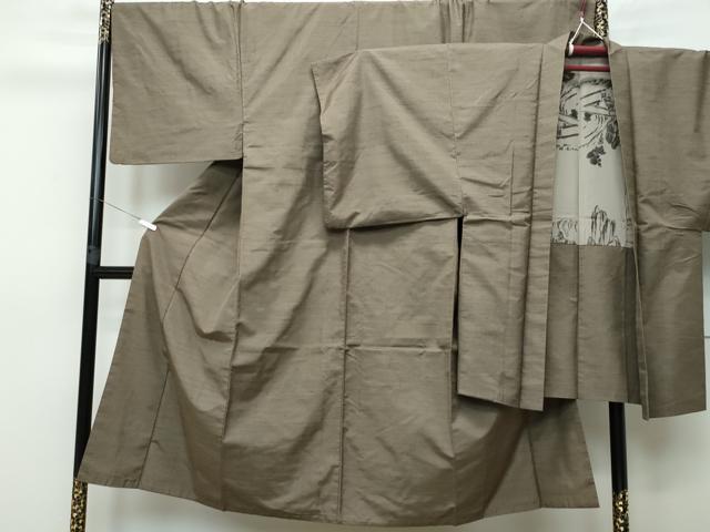 平和屋着物●男性　紬　アンサンブル　幾何学文様　キングサイズ　正絹　逸品　CAAR8100vf