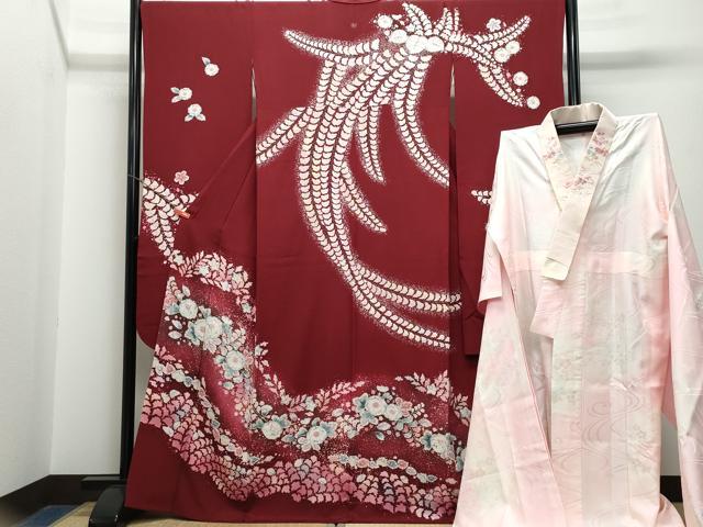 平和屋着物●越後十日町の一流染匠　桐屋・翠山工房　振袖・長襦袢セット　辻が花　半衿刺繍　正絹　逸品　CAAR8127vf