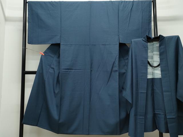 平和屋着物●男性　お召　アンサンブル　亀甲柄　正絹　逸品　CAAR8132vf