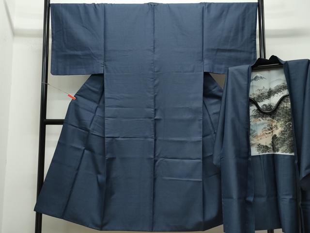 平和屋着物●男性　お召　アンサンブル　100亀甲　正絹　逸品　CAAR8136vf