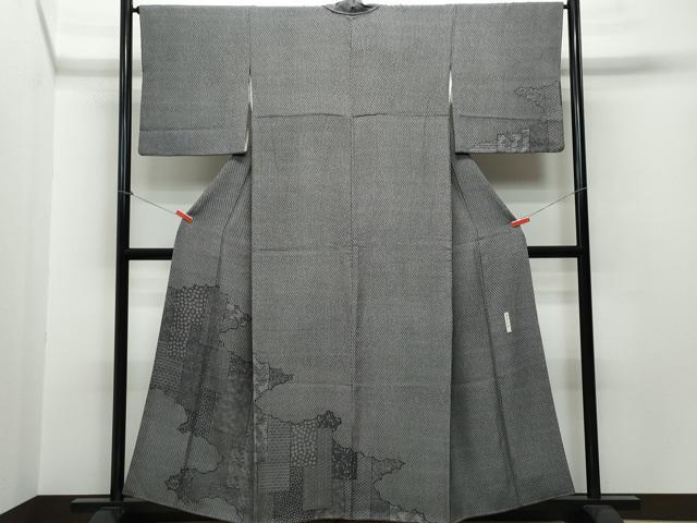 平和屋着物●訪問着　江戸小紋　赤尾吉介作　吉祥文　黒地　正絹　逸品　CAAR8154vf