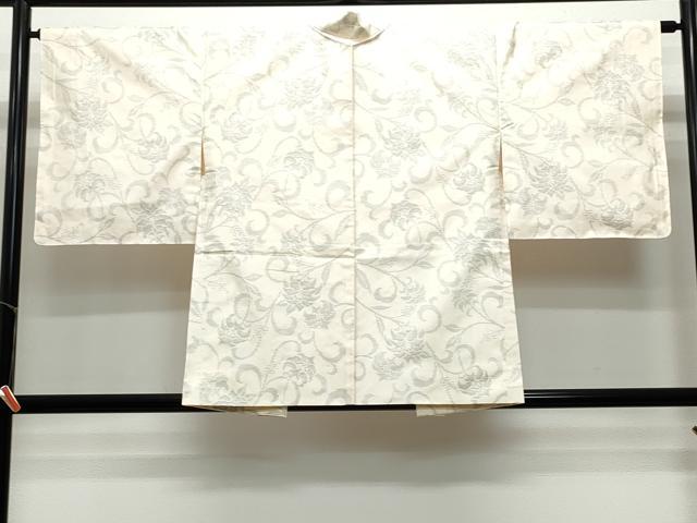 平和屋着物○本場大島紬 白大島 アンサンブル 更紗花唐草文 正絹 逸品