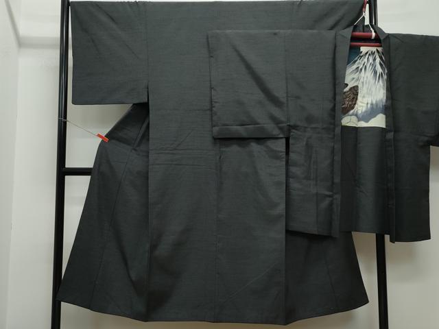 平和屋着物●男性　紬　アンサンブル　檳榔子染色　正絹　逸品　CAAR8224vf