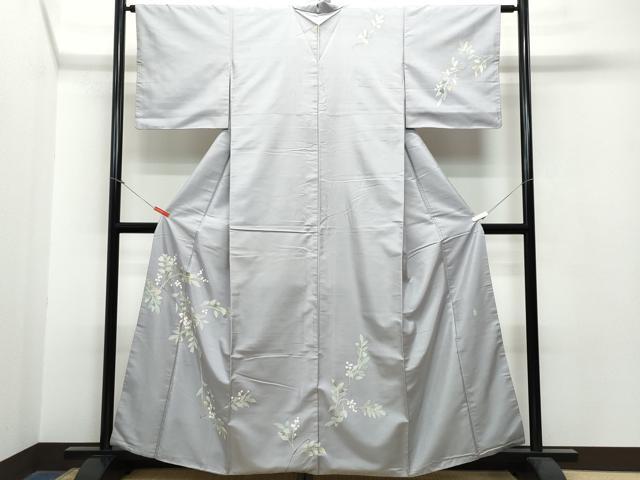 平和屋着物●訪問着　友禅　作家物　白山紬　枝葉文　銀座おゝぎ屋扱い　正絹　逸品　CAAR8247vf