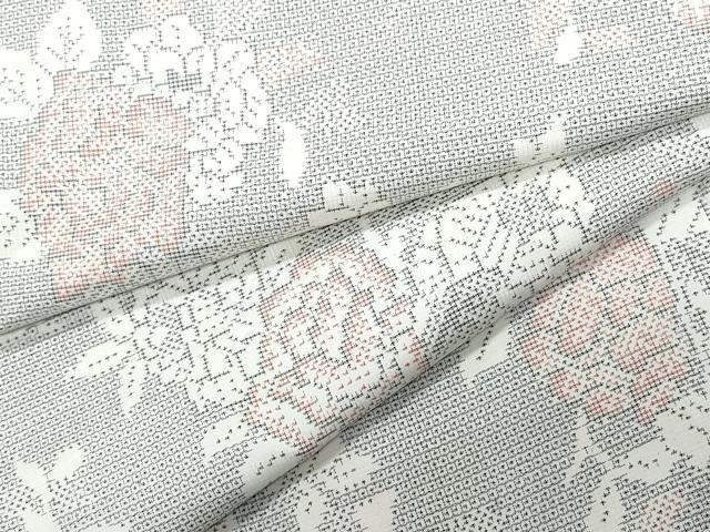 平和屋着物●本場大島紬　白大島　120亀甲　草花文　正絹　逸品　CAAR8252vf