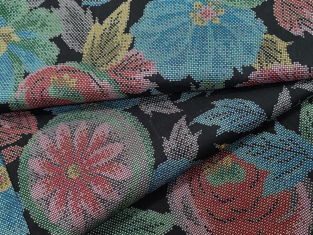 平和屋着物●本場大島紬　7マルキ　草花文　正絹　逸品　CAAR8254vf