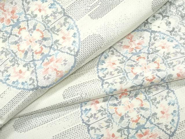 平和屋着物●本場大島紬　白大島　総絣　絵皿花文　正絹　逸品　CAAR8285vf