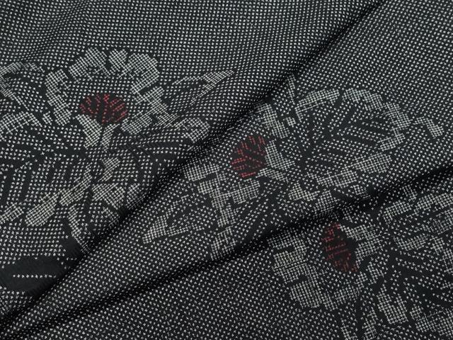 平和屋着物●本場大島紬　7マルキ　草花文　正絹　逸品　CAAR8287vf