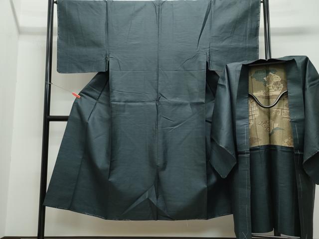 平和屋着物●男性　紬　アンサンブル　亀甲柄　正絹　逸品　CAAR8295vf