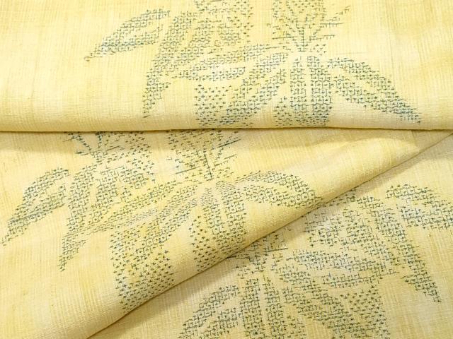 平和屋着物●結城紬　100亀甲　笹竹文　正絹　逸品　CAAR8303vf