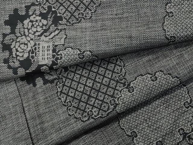 平和屋着物●本場大島紬　9マルキ　雪輪御所車花文　正絹　逸品　CAAR8338vf