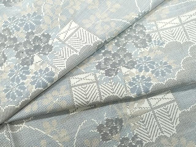 平和屋着物●本場大島紬　白大島　9マルキ　屏風草花文　正絹　逸品　CAAR8367vf