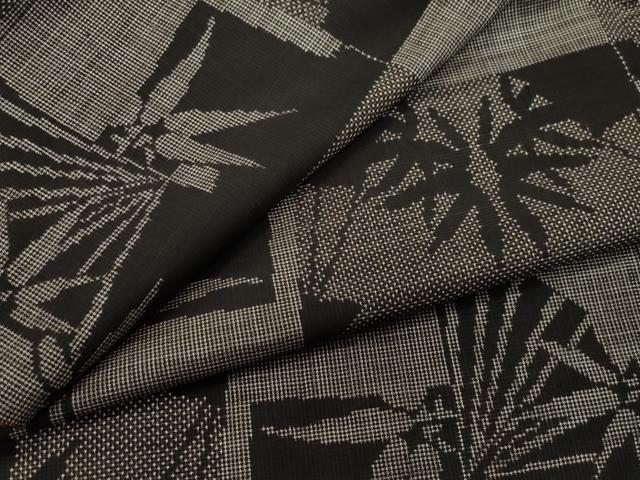 平和屋着物●本場大島紬　7マルキ　泥染め　扇面笹文　正絹　逸品　CAAR8377vf