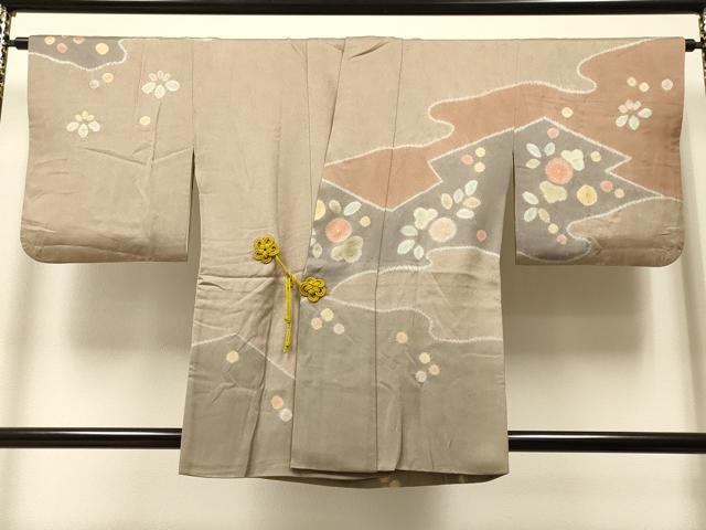 平和屋着物＃道中着　絞り　霞花文　暈し染め　金彩　正絹　逸品　CAAR9151id