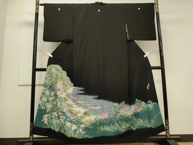 平和屋着物●本加賀友禅作家　三浦江子　黒留袖　水仙　正絹　逸品　CAAS0035th