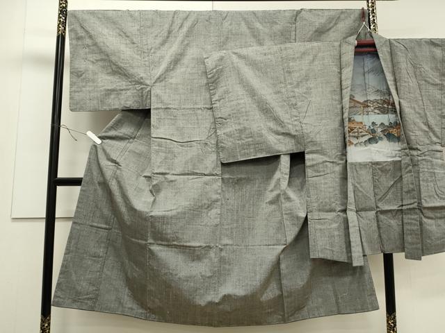 平和屋着物●男性　紬　アンサンブル　色無地　銀鼠色　やまと誂製　正絹　逸品　未使用　CAAS0089th