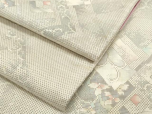 平和屋着物●本場大島紬　白大島　9マルキ　吉祥花文　正絹　逸品　CAAS0104th