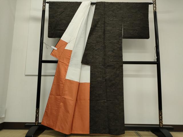 平和屋着物○結城紬 100亀甲 よろけ縞 正絹 逸品 未使用 CAAT7907oy