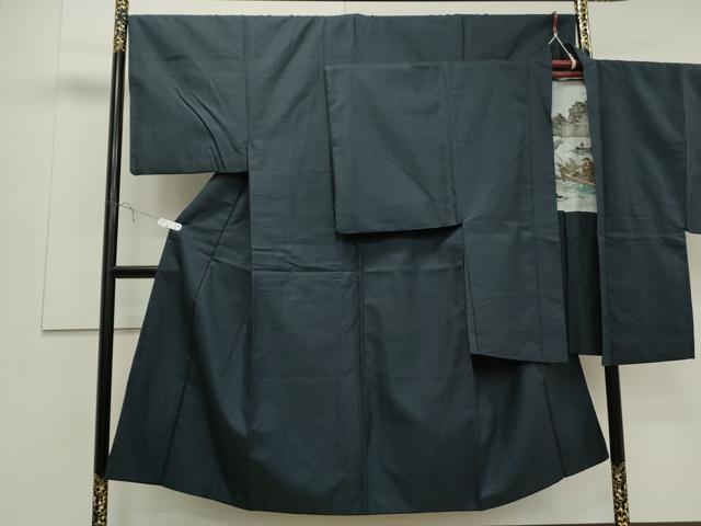 平和屋着物●男性　お召　アンサンブル　80亀甲　正絹　逸品　CAAS0128th