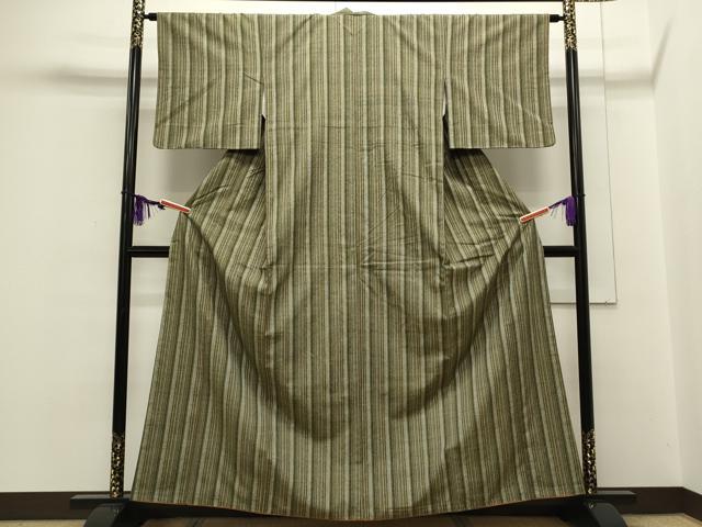 平和屋着物○上質な紬 縞 まるやま扱い 反端付き 正絹 逸品 CAAS0171th