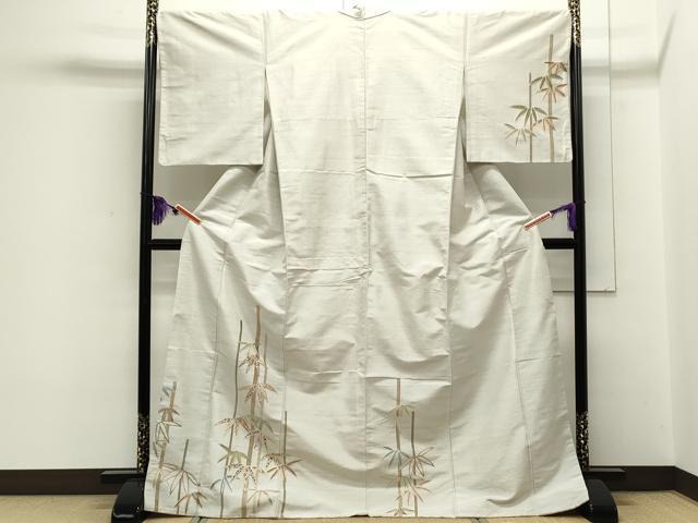 平和屋着物●訪問着　紬地　総刺繍　吉祥枝葉文　正絹　逸品　CAAS0177th