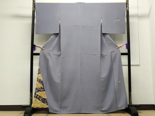 平和屋着物●極上　東京友禅　久呂田明功　青山みとも　訪問着　草葉文　鬼しぼ縮緬　正絹　逸品　CAAS0235th