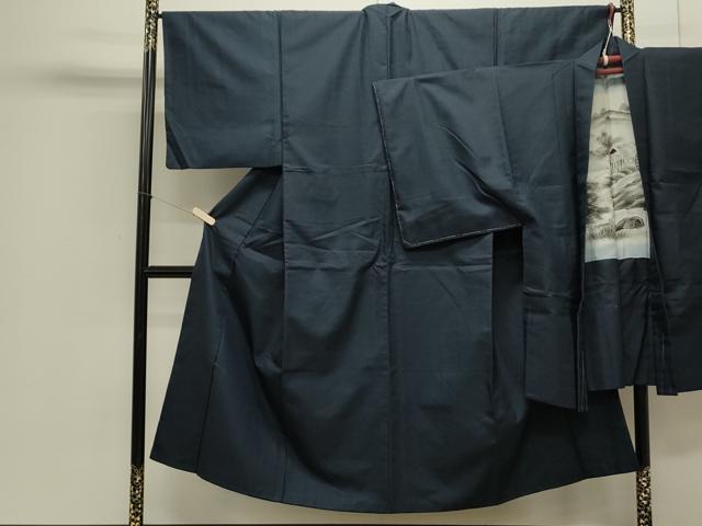 平和屋着物●男性　お召　アンサンブル　100亀甲　正絹　逸品　CAAS0263th